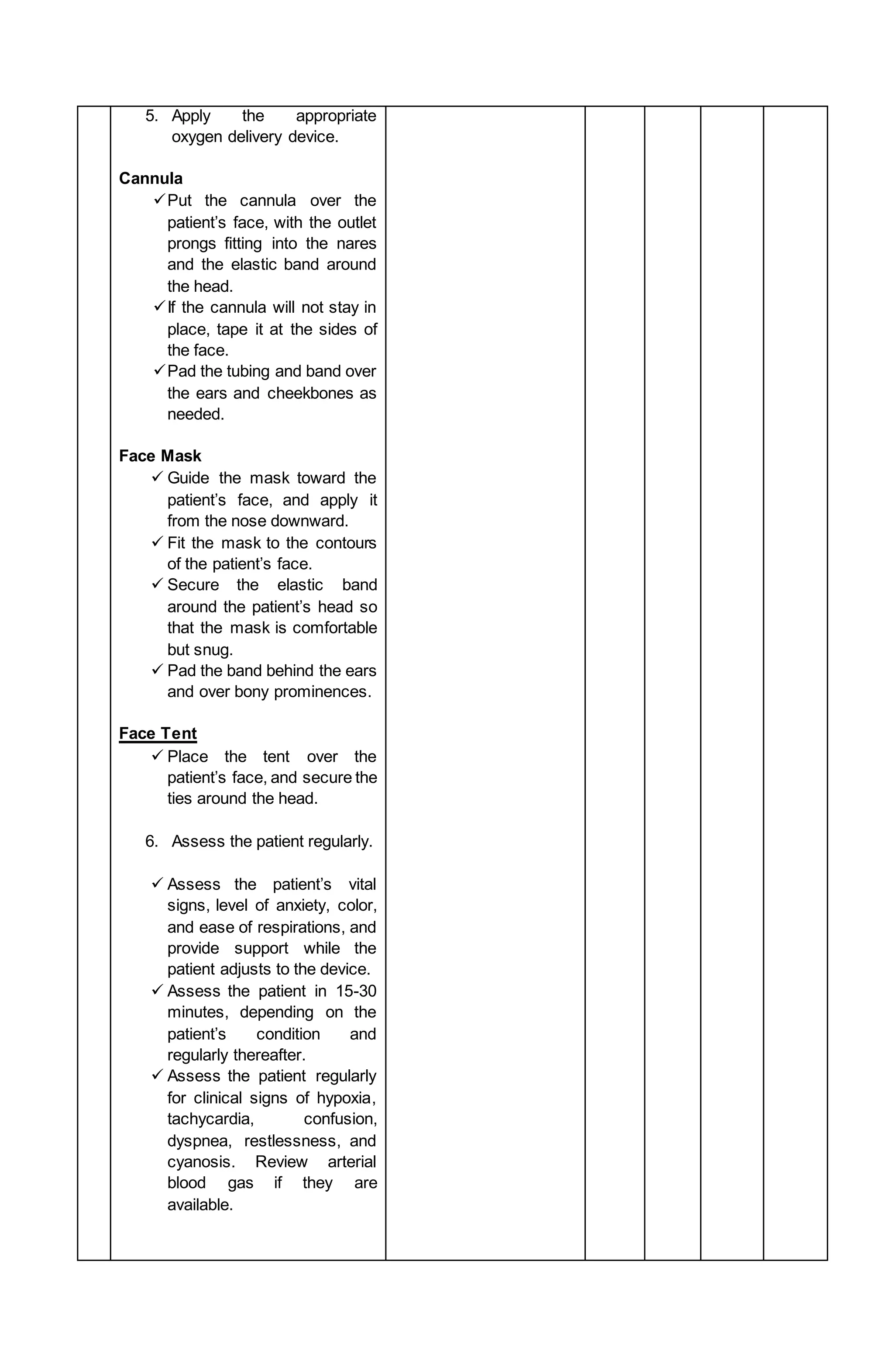 Oxygenation checklist | DOCX