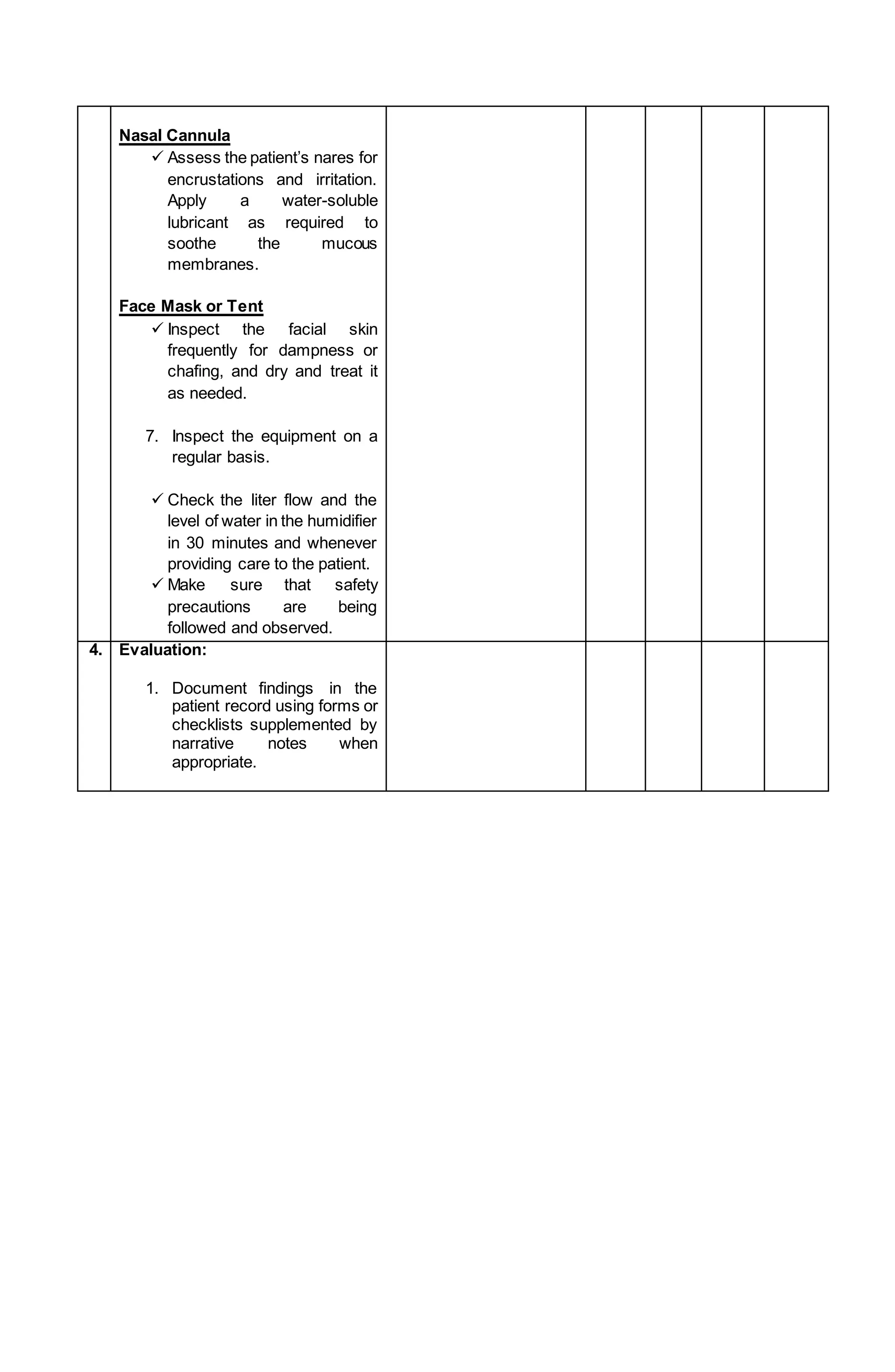 Oxygenation checklist | DOCX