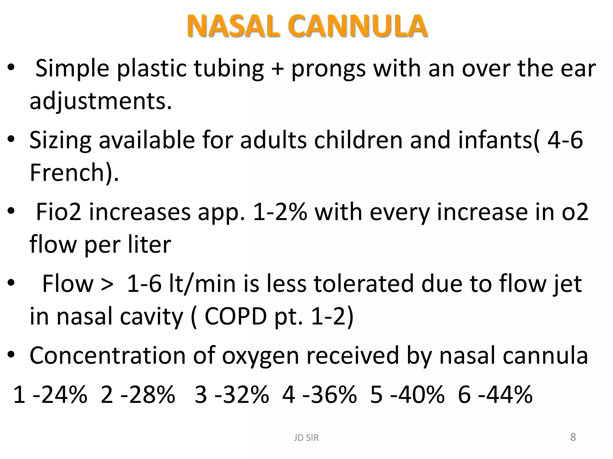 Oxygen delivery instrument and devices | PPTX