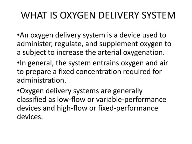 Oxygen delivery system | PPTX | Lung and Respiratory Health | Diseases ...