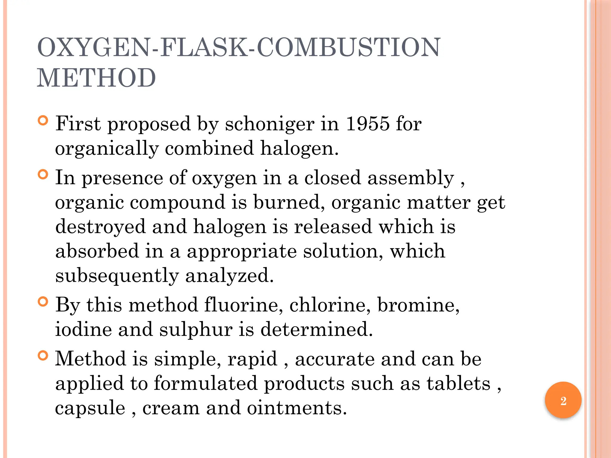 oxygen flask pharmaceutical analysis bpharm | PPTX