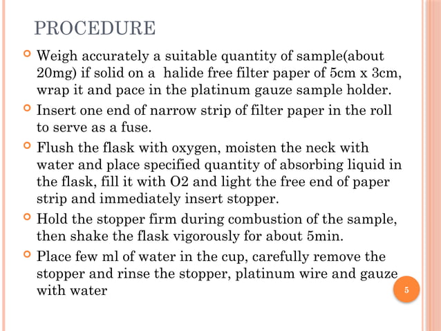oxygen flask bpharm pharmaceutical analysis | PPT