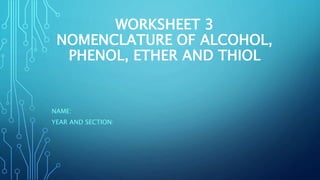 Oxygen Organic Compounds Worksheet.pptx