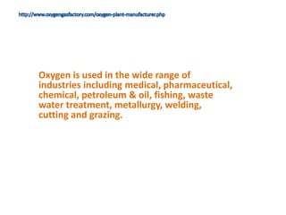 Oxygen production plant with cryogenic process | PPTX