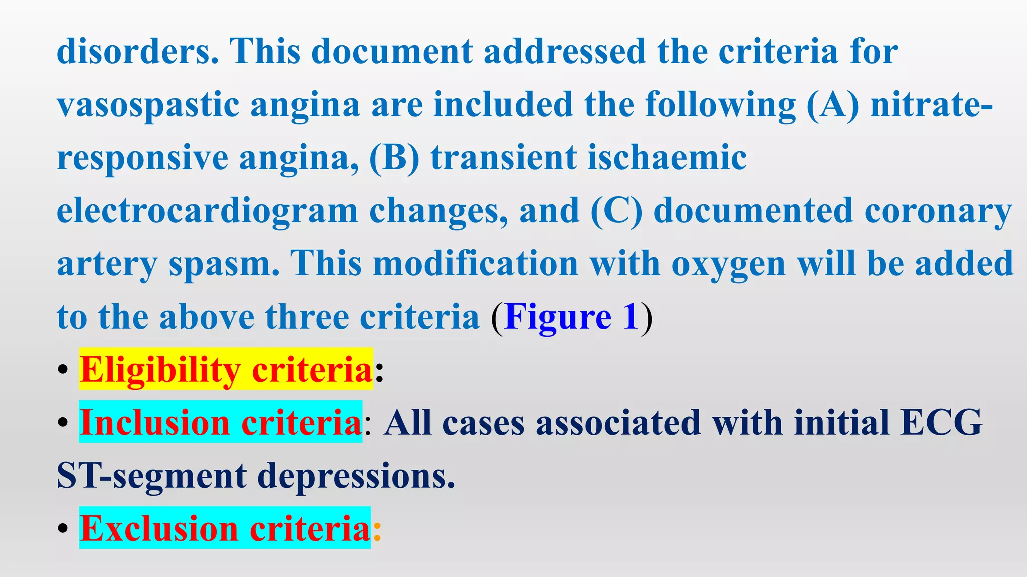 Oxygen Reversal of Coronary Artery Spasm with Modification of ...