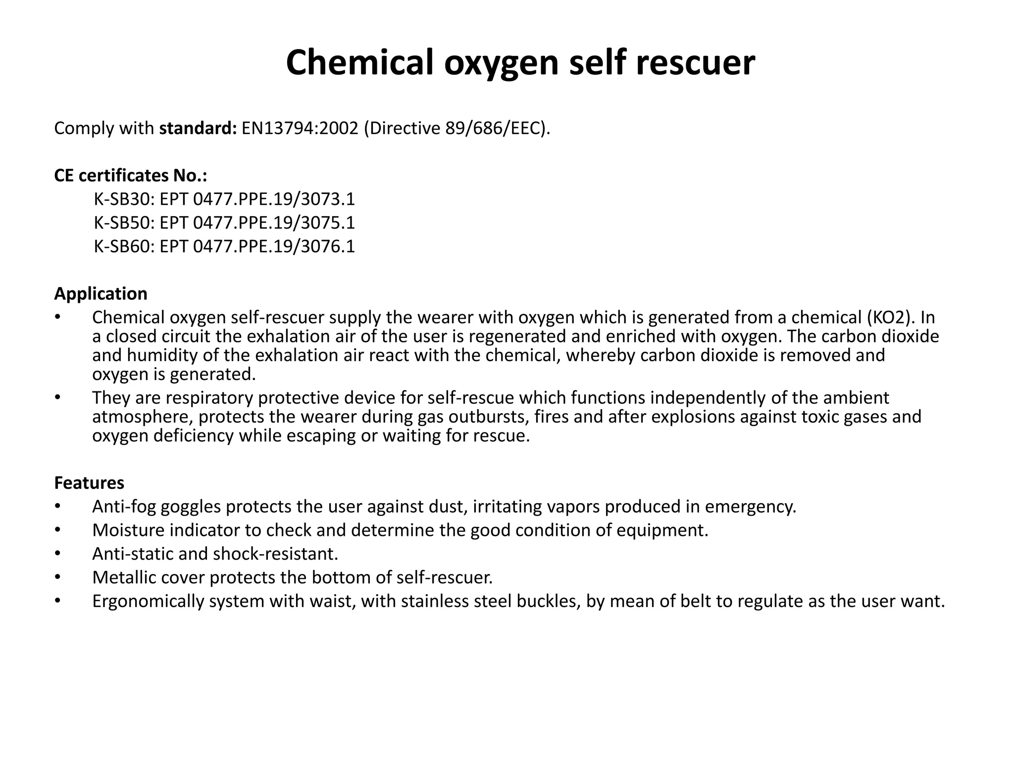 Oxygen self rescuers | PPT