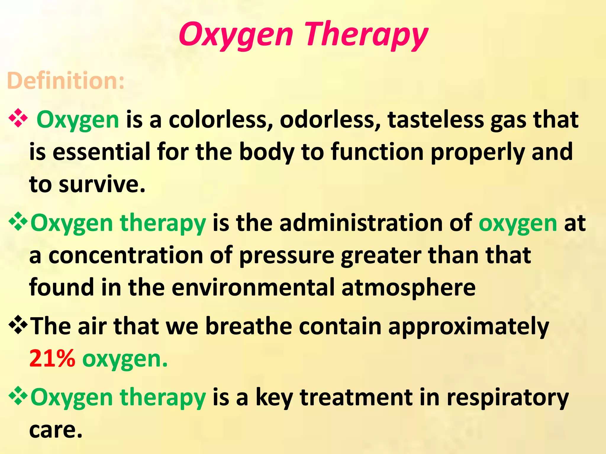 Oxygen therapy. methods of oxygenation | PPTX