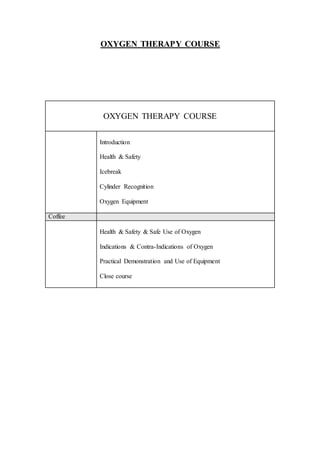 Oxygen therapy course | DOCX
