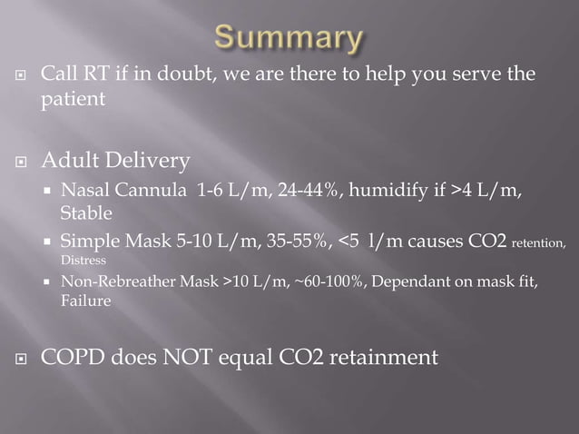 Oxygen Therapy Transport Delivery Copd Hypoxic Drive | PPTX | Lung and ...