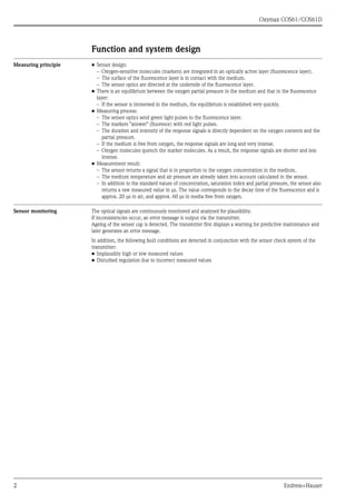 Oxymax cos61 d endress+hauser datasheet-dissolved oxygen measurement | PDF