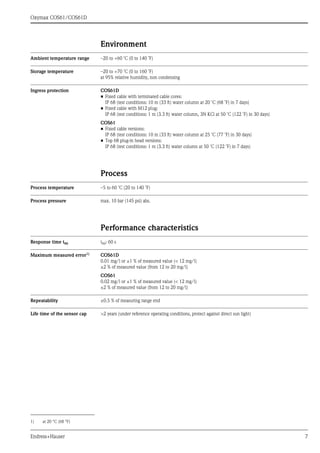Oxymax cos61 d endress+hauser datasheet-dissolved oxygen measurement | PDF