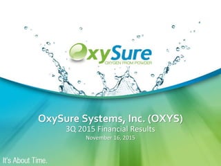 OXYS Investor Presentation | PPT