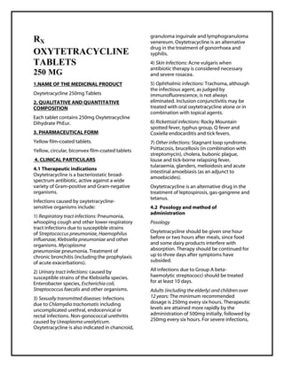 Oxytetracycline 250mg tablets smpc taj pharmaceuticals | PDF