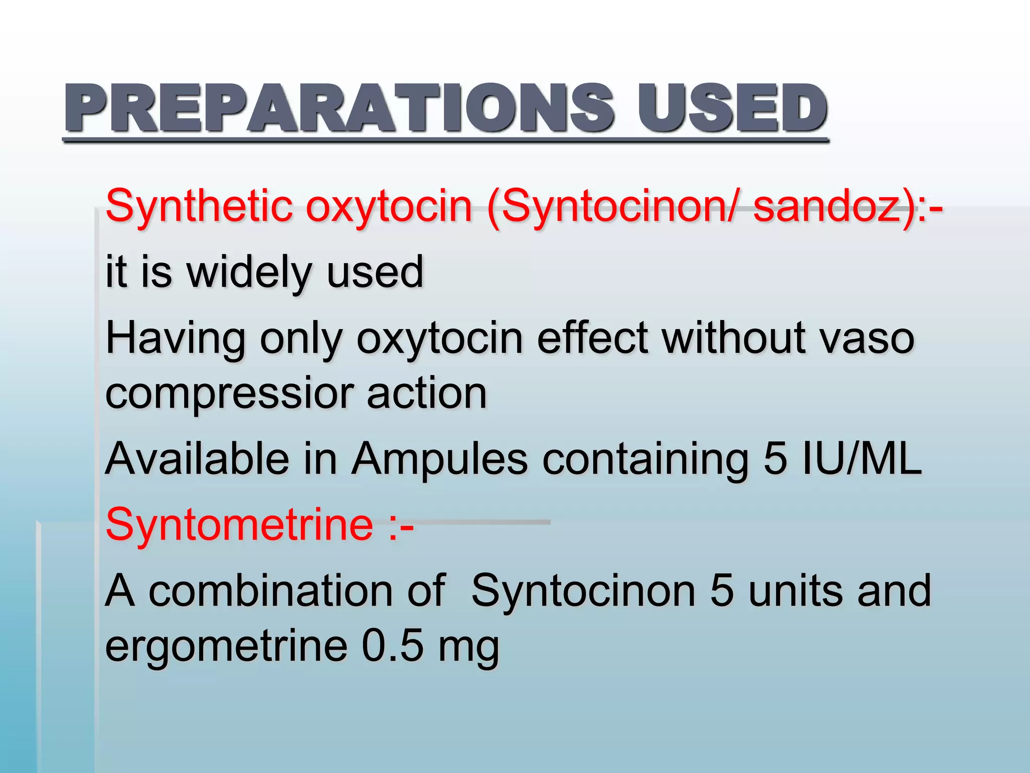 Oxytocics and tocolytics | PPT