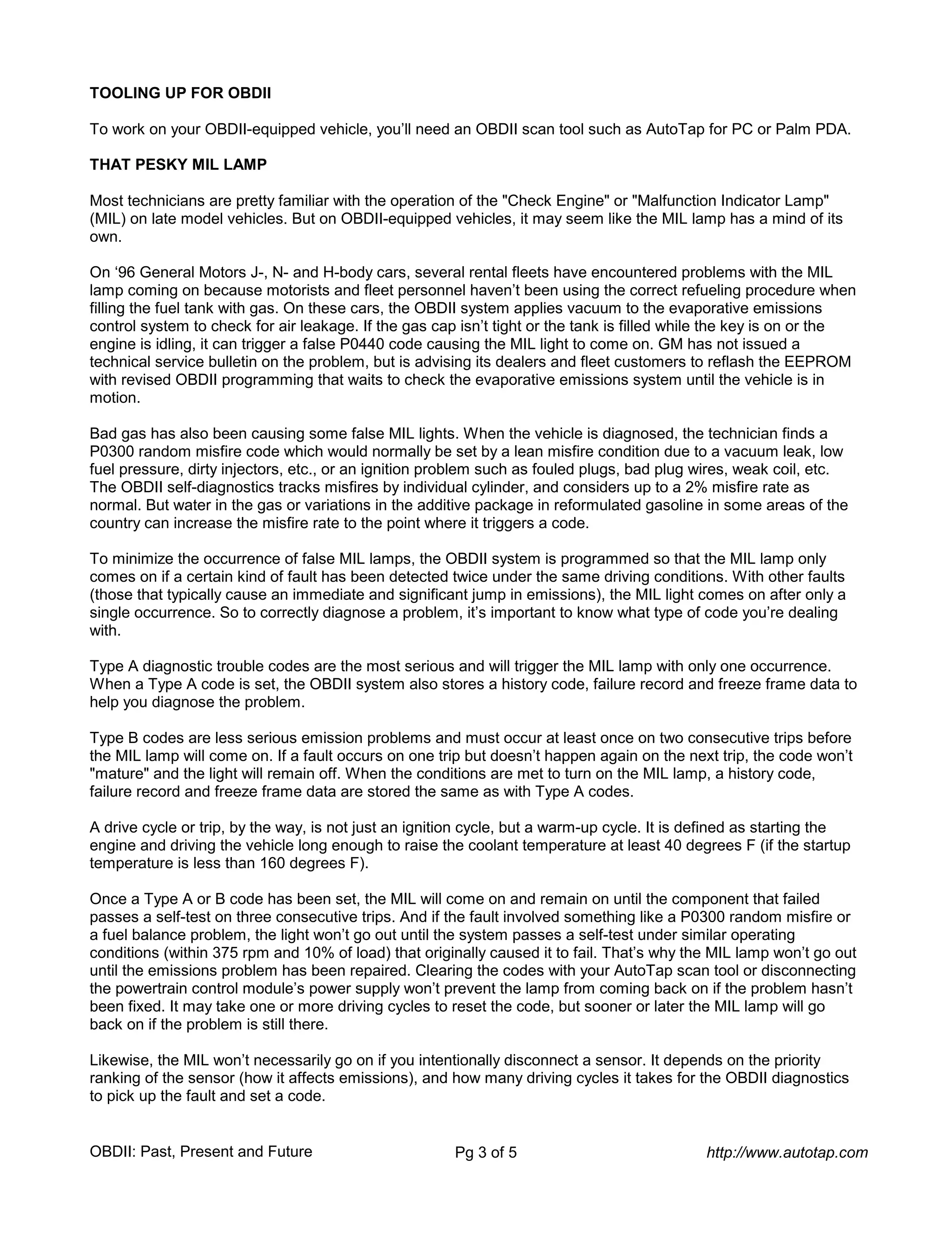 On board diagnostic ii (obd ii) | PDF