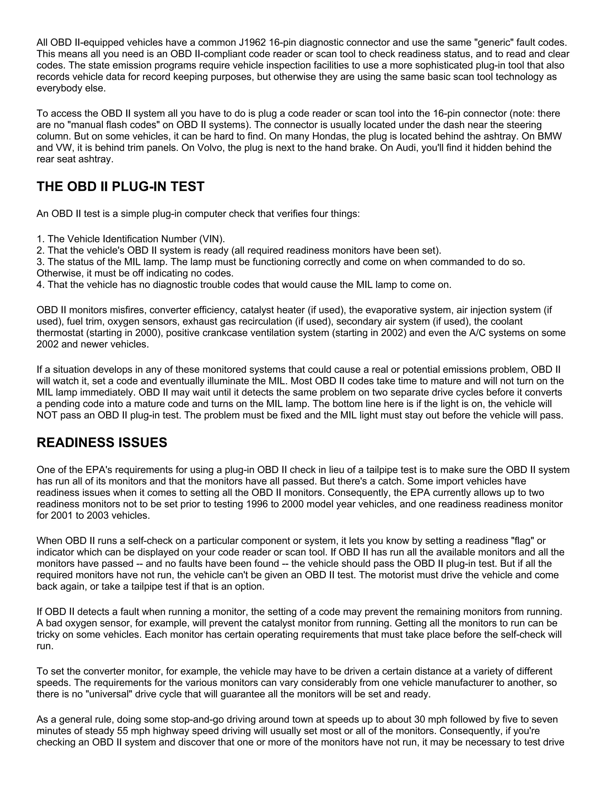 On board diagnostic ii (obd ii) | PDF