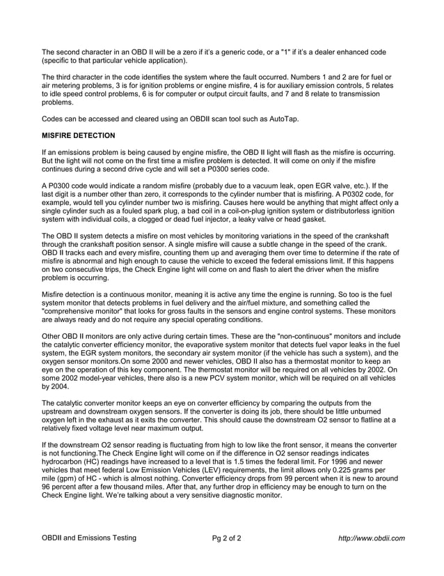 On board diagnostic ii (obd ii) | PDF