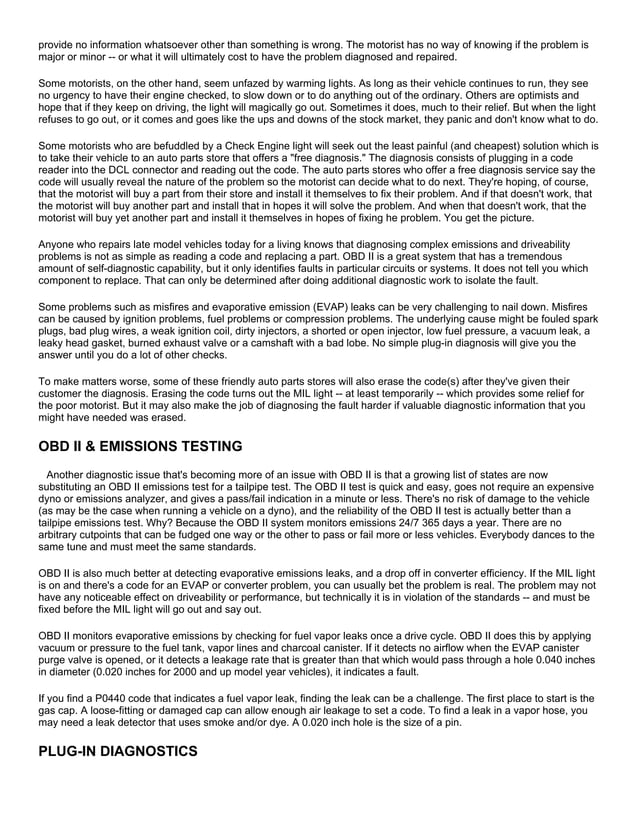 On board diagnostic ii (obd ii) | PDF