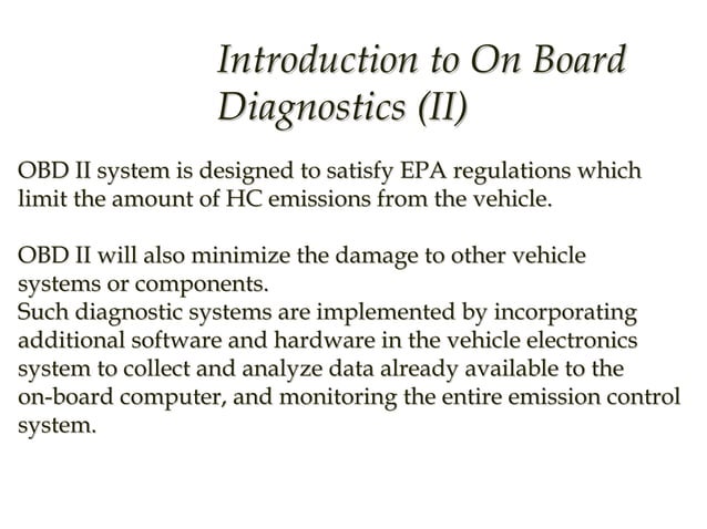 On board diagnostic ii (obd ii) | PDF