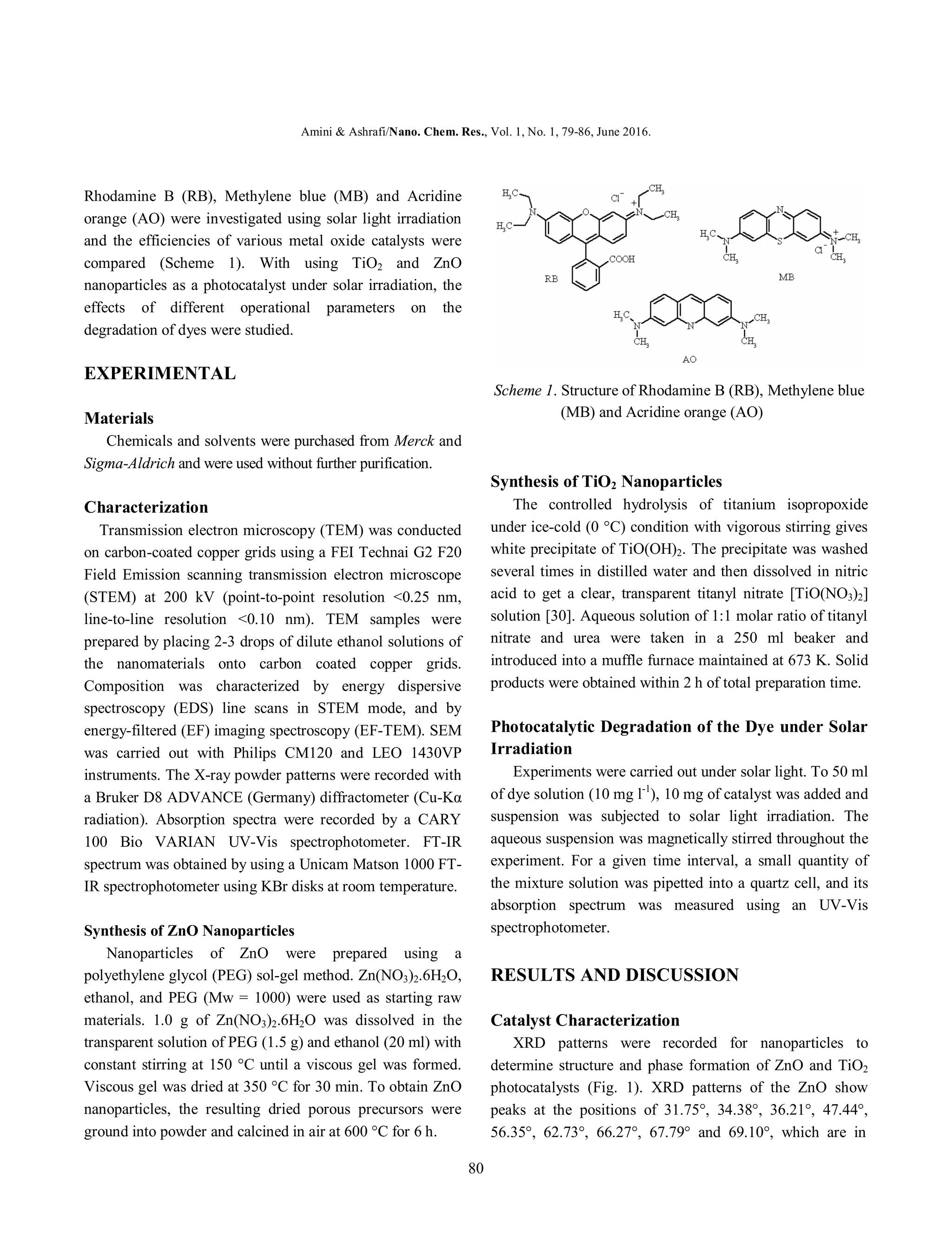 Photocatalytic degradation of some organic dyes under solar light ...