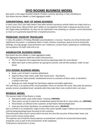 Oyo Business Model | DOCX