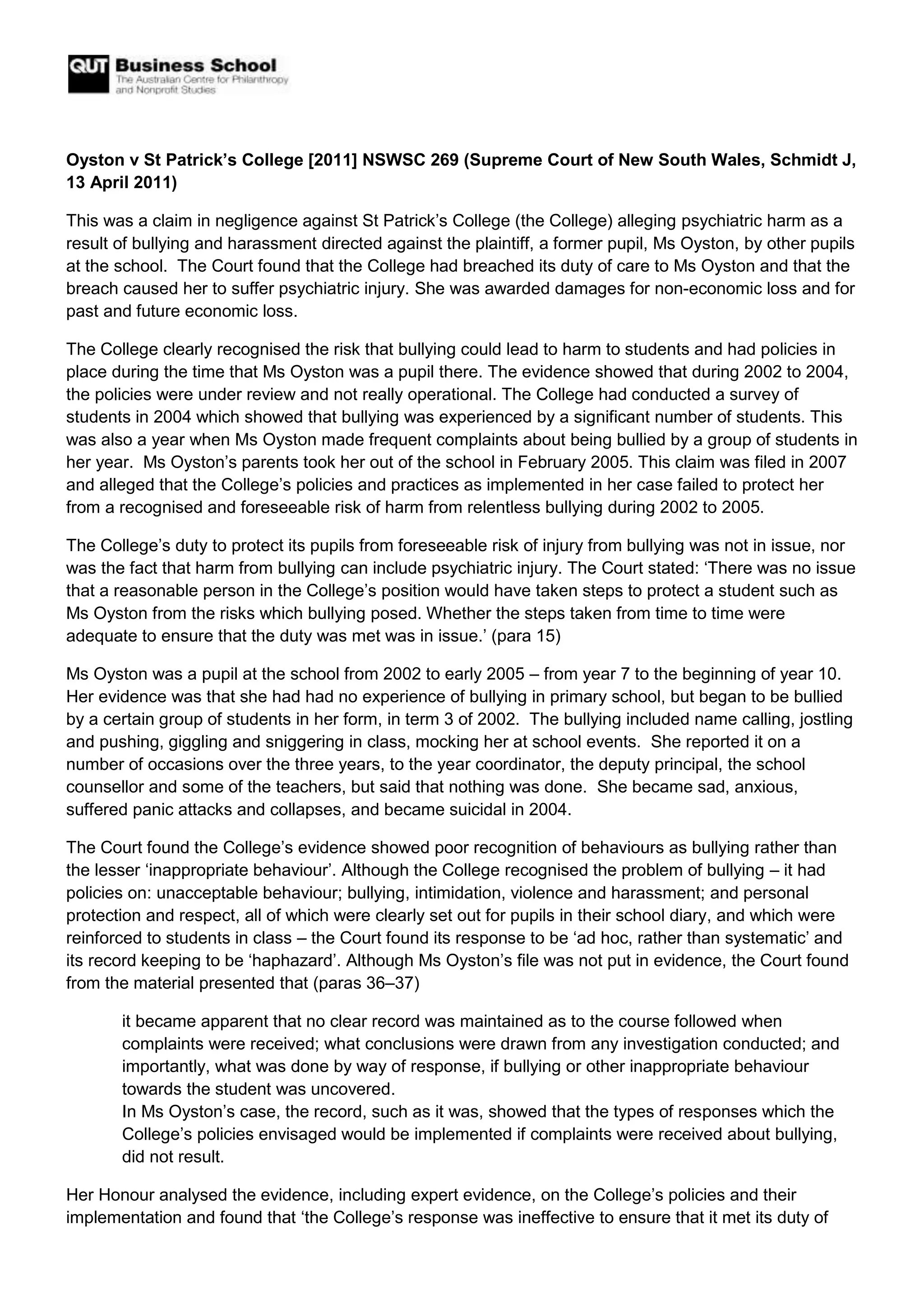 Oyston v st patrick's college | PDF