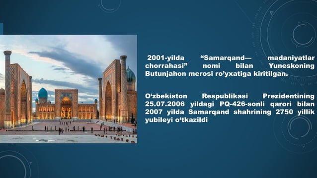 O’zbekistonda Tarixiy shaharlar yubileylarining xalqaro miqyosda keng ...