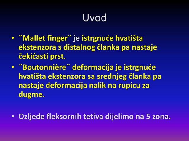 Ozljede tetiva na rukama | PPSX