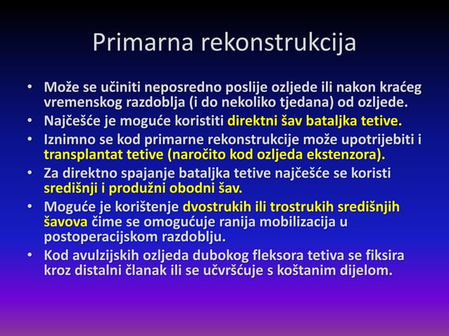 Ozljede tetiva na rukama | PPSX