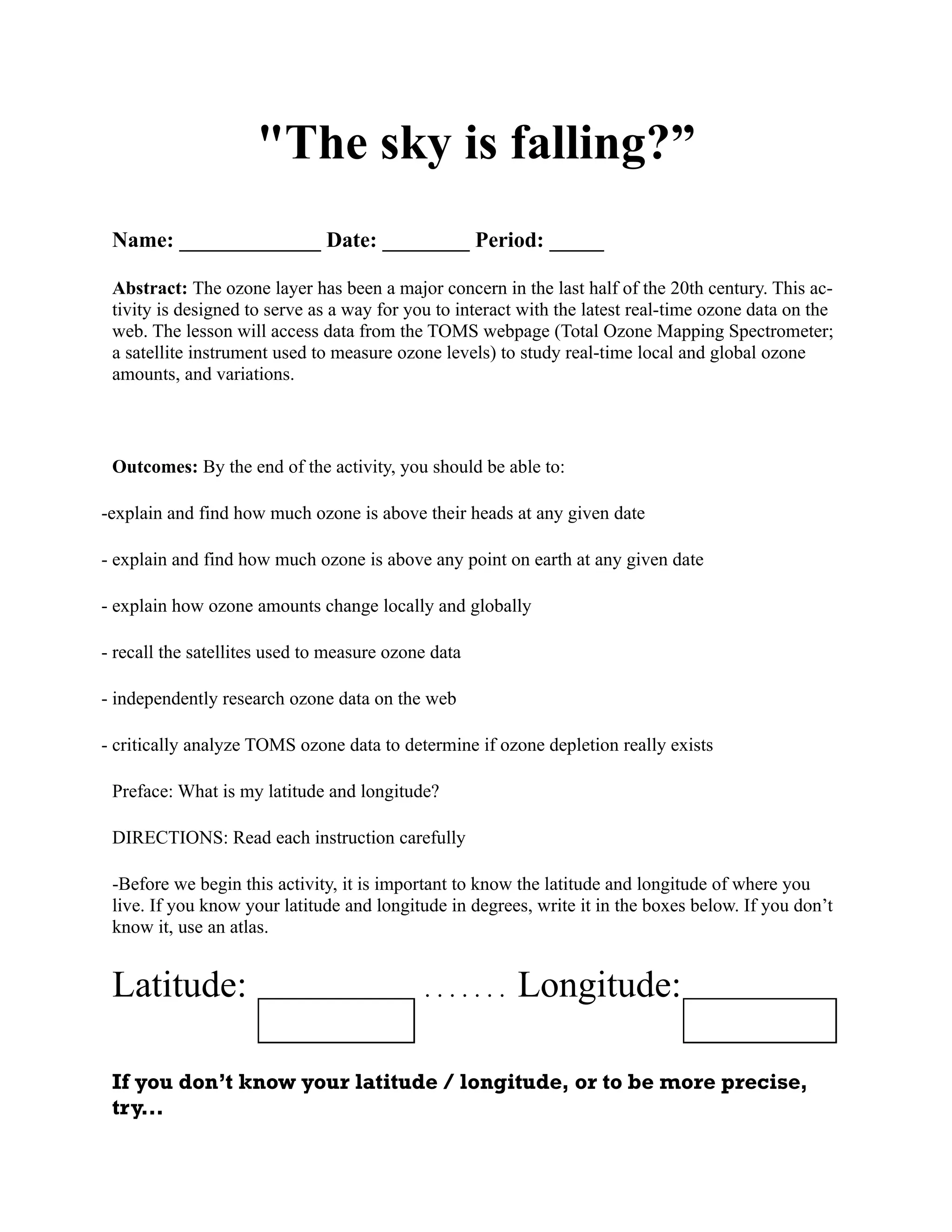 Ozone Data Activity | PDF