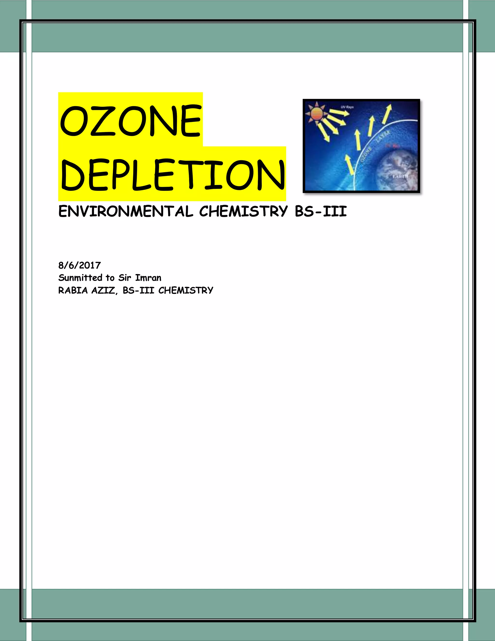 ozone depletion | DOCX | Skin and Dermatology | Diseases and Conditions