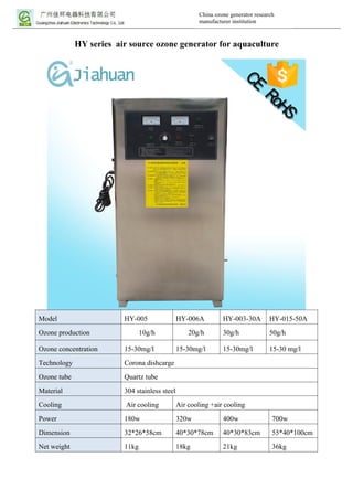 2g -5000g Ozone generator catalog from Jiahuan ozone | PDF