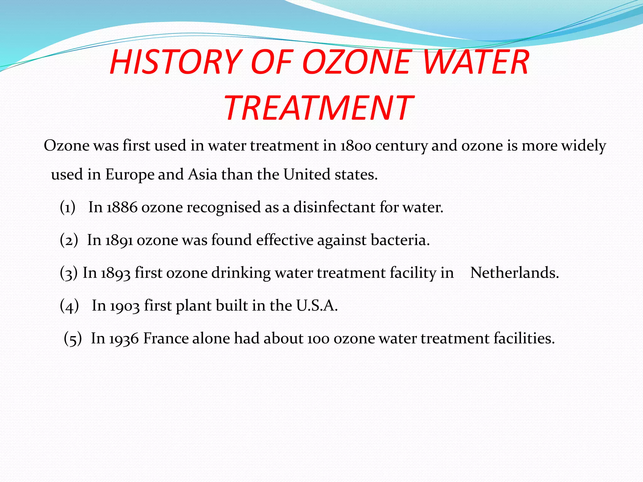 Ozone water treatment | PPTX