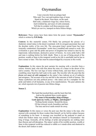 Ozymandias: Detailed Analysis Of The Poem PDF Poetry, 54% OFF