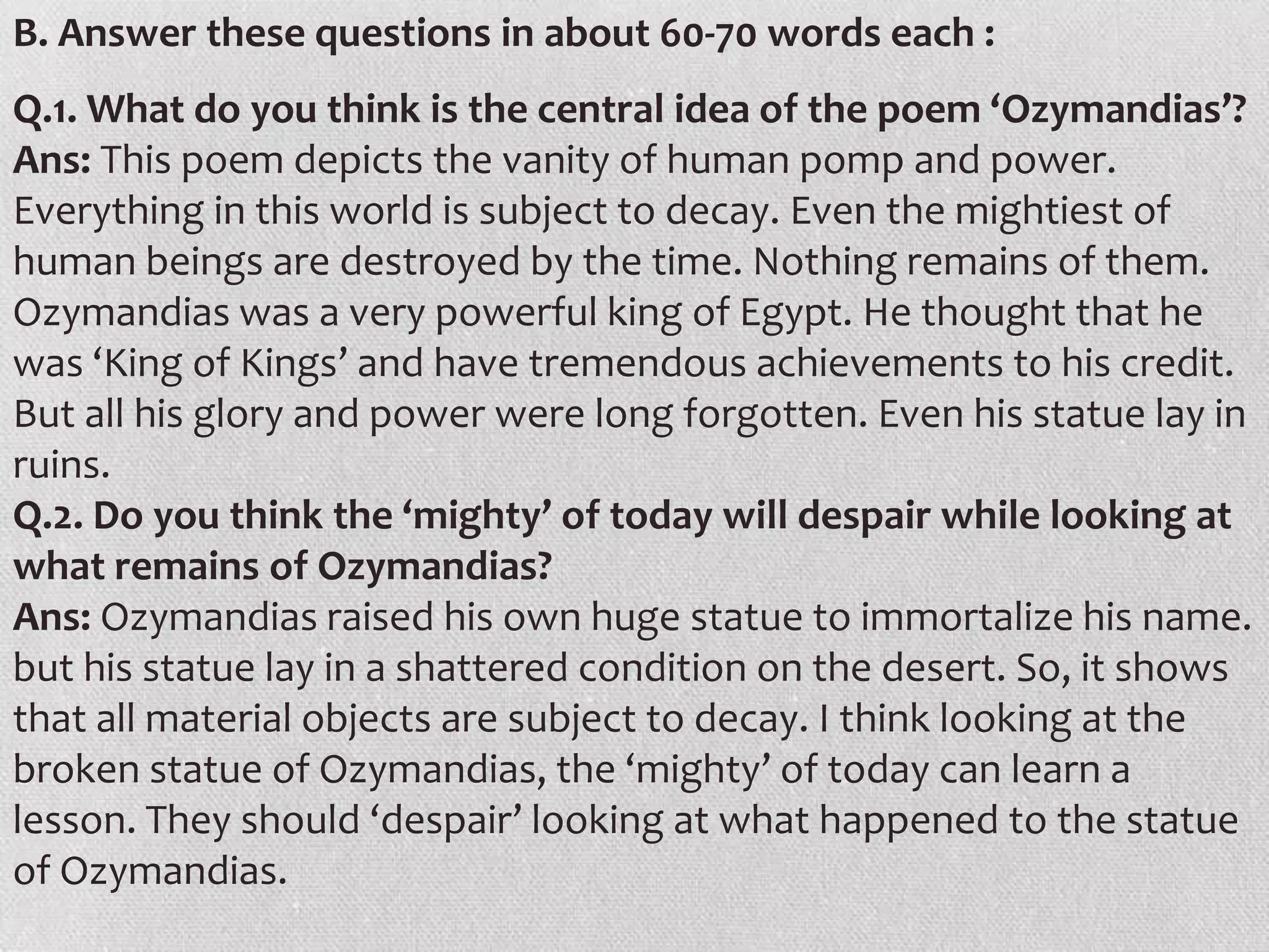 Ozymandias PPT | PPTX