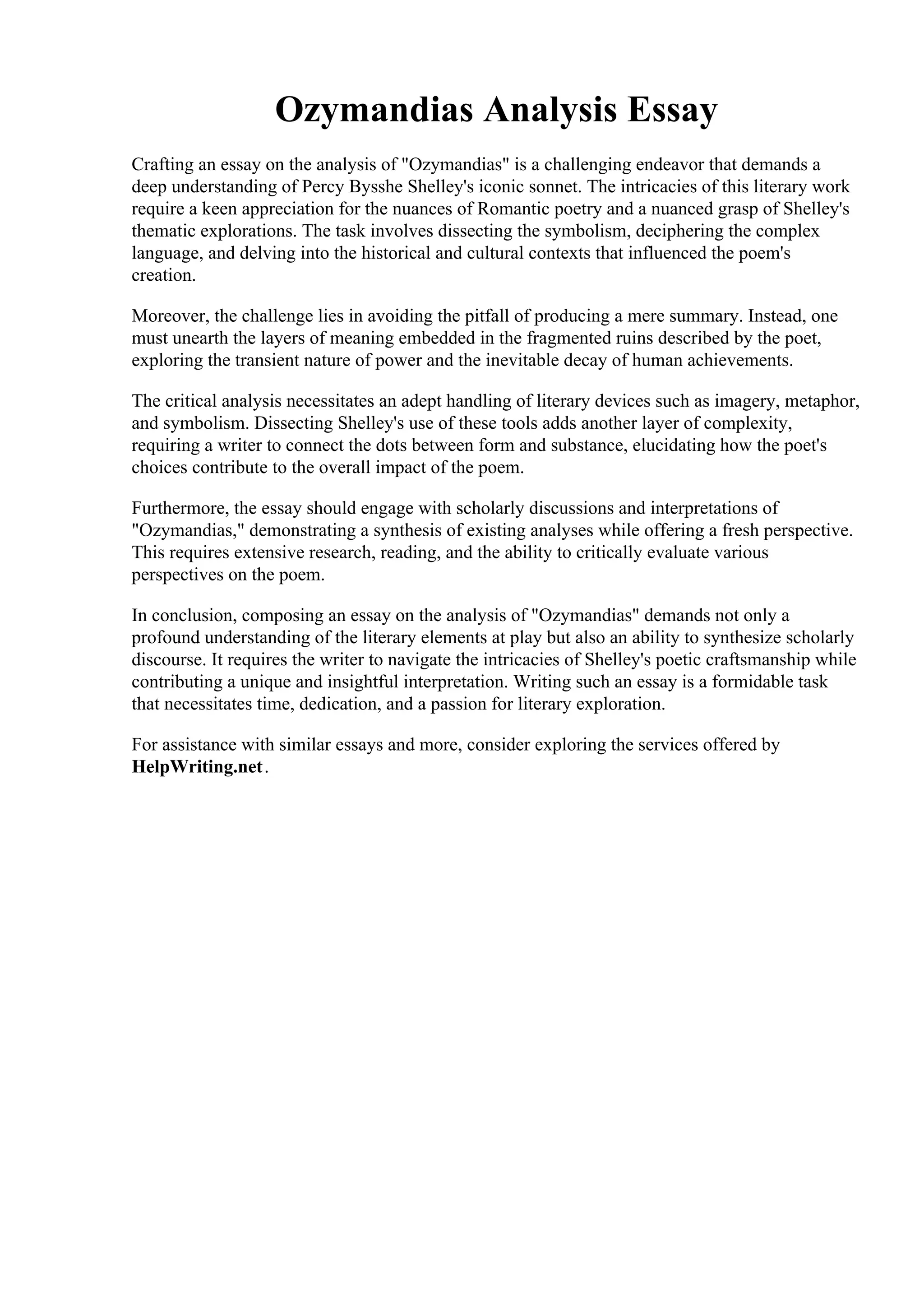 Ozymandias Analysis Essay.pdf