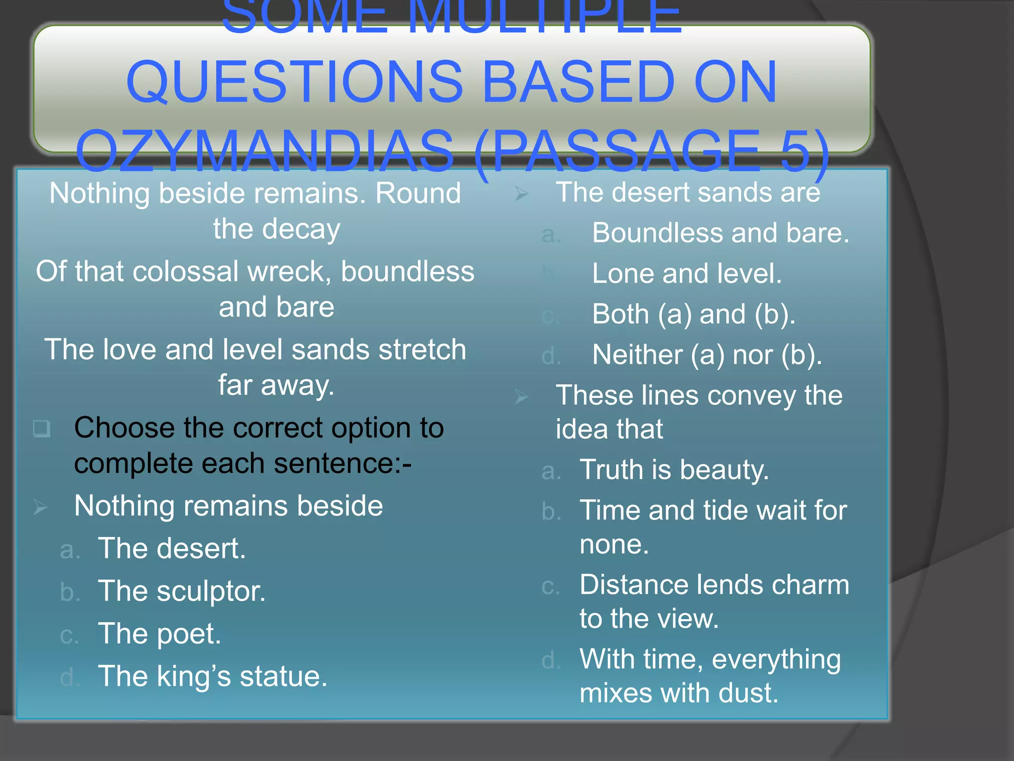 Ozymandias ppt of english | PPTX