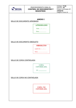 P 05-01 control de los documentos y registros | DOC