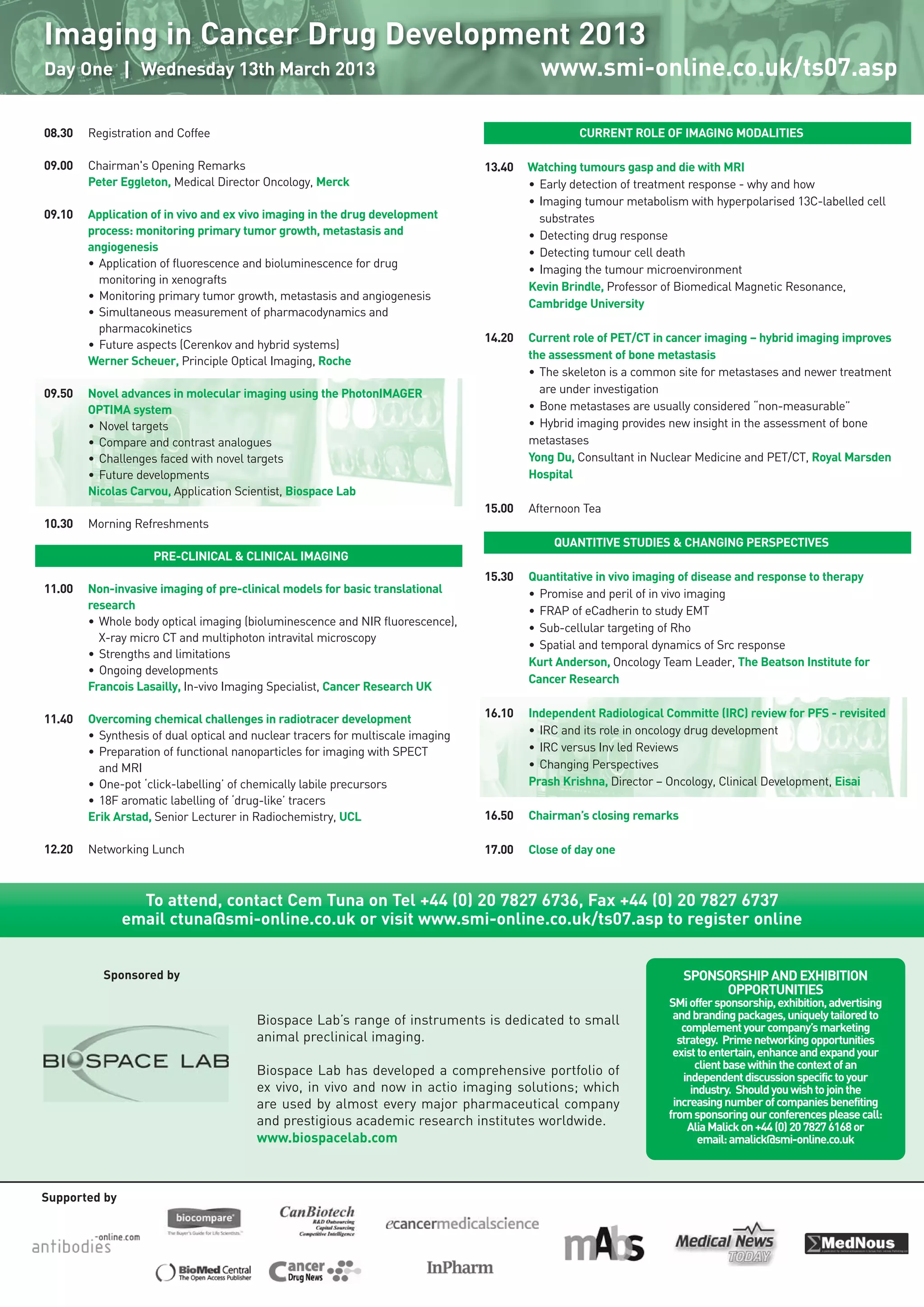 Smi's 9th annual Imaging in Cancer Drug Development event | PDF