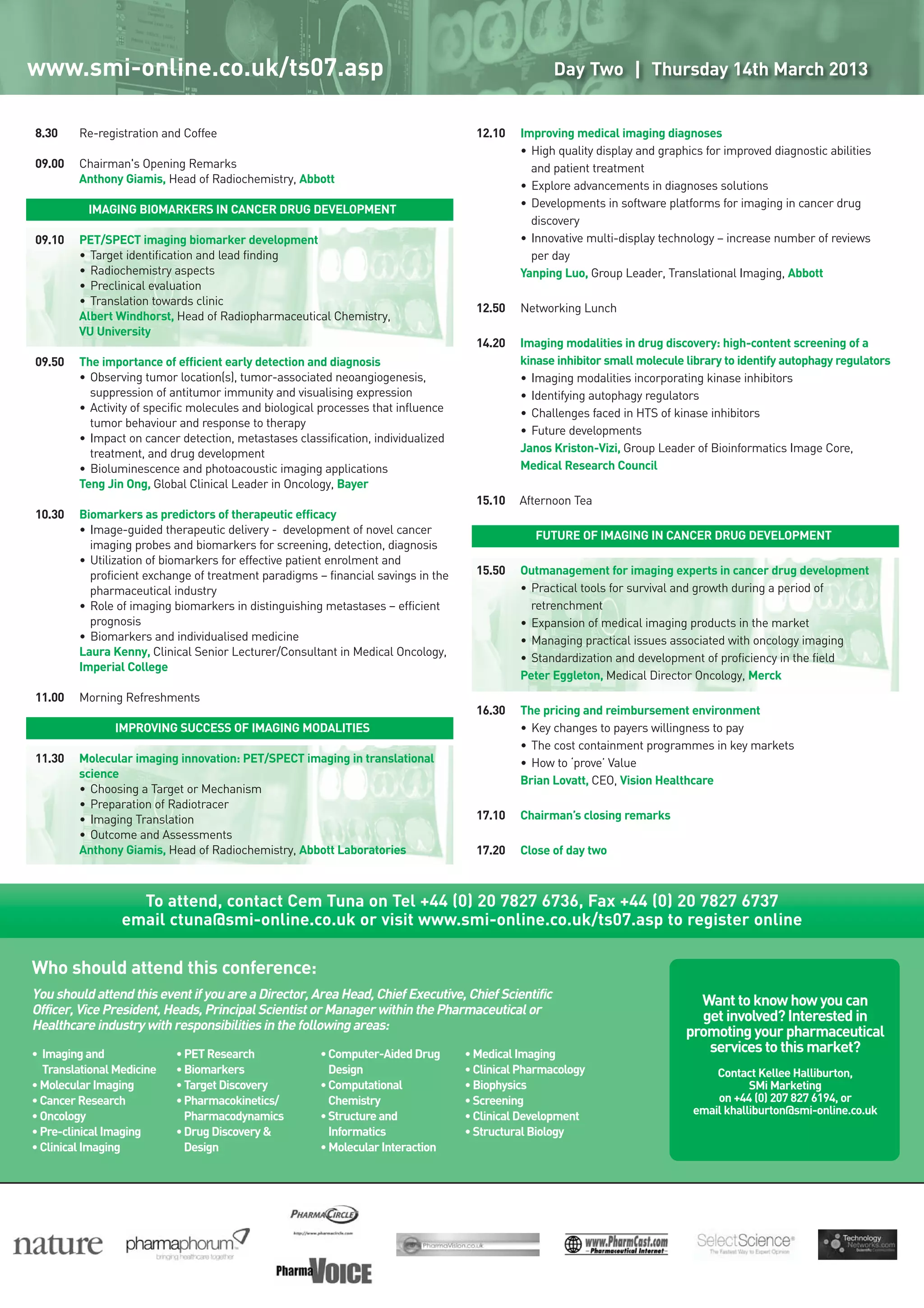 Smi's 9th annual Imaging in Cancer Drug Development event | PDF