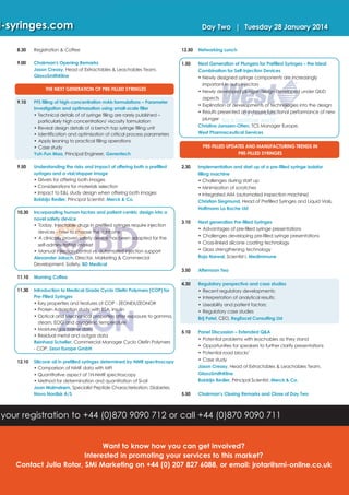 SMi Group's Pre-Filled Syringes Conference & Exhibition | PDF