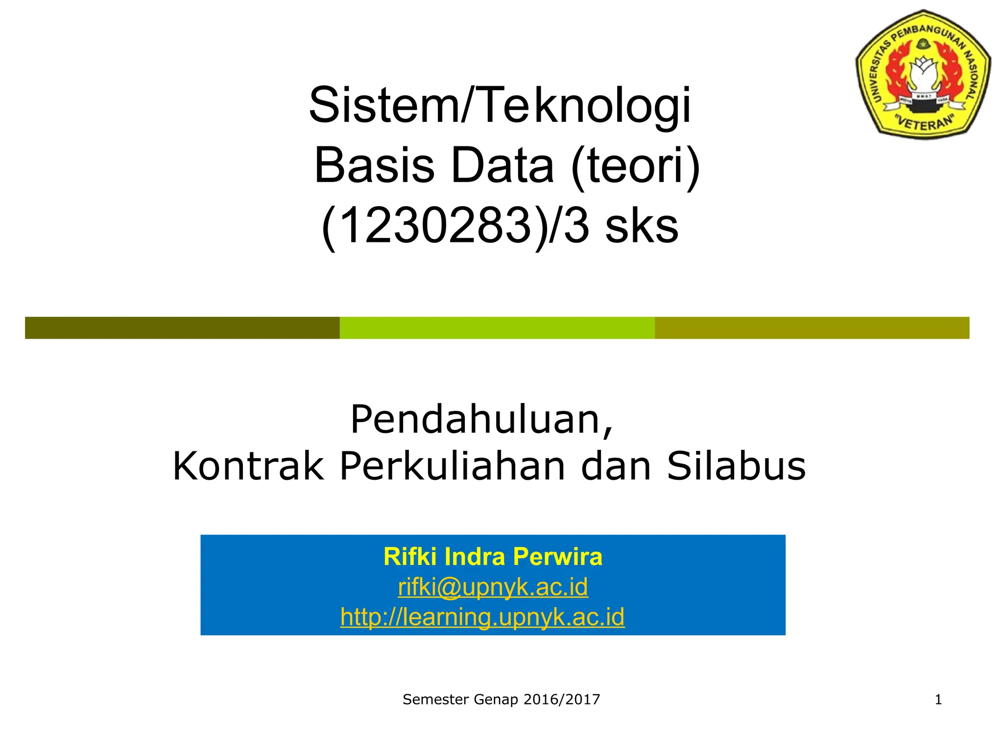 Contoh Silabus Basis Data dan Materi Perkuiahan | PPT