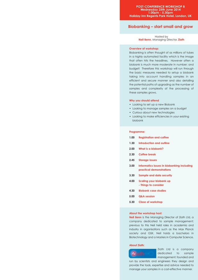 SMi Groups' 4th annual BioBanking conference | PDF