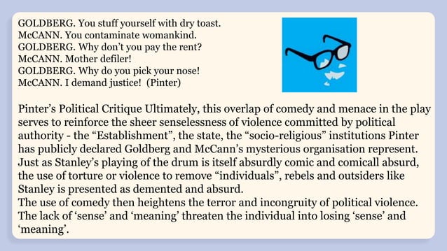 "Various Interpretations of the Play 'The Birthday Party' ". P-110A ...