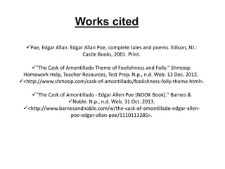 Literary Analysis of "The Cask of AMontillado" | PPTX