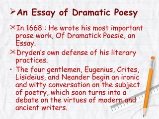 Dryden’s Comparative Criticism Of Ben Jonson. | PPT