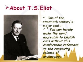 Tradition and Individual Talent - T.S.Eliot | PPT | Poetry | Books and ...