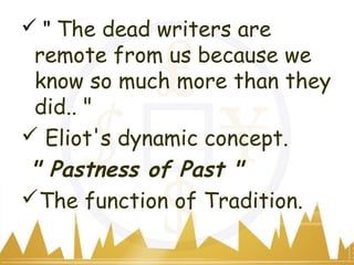 Tradition and Individual Talent - T.S.Eliot | PPT | Poetry | Books and ...