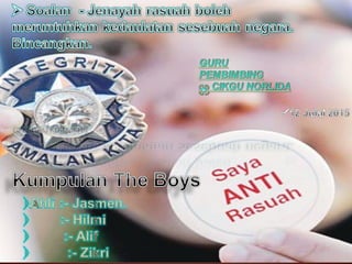Jenayah / jenayah rasuah boleh merntuhkan sesebuah negara | PPT