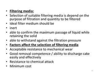 Theory and factors affecting filtration,discuss different types of ...